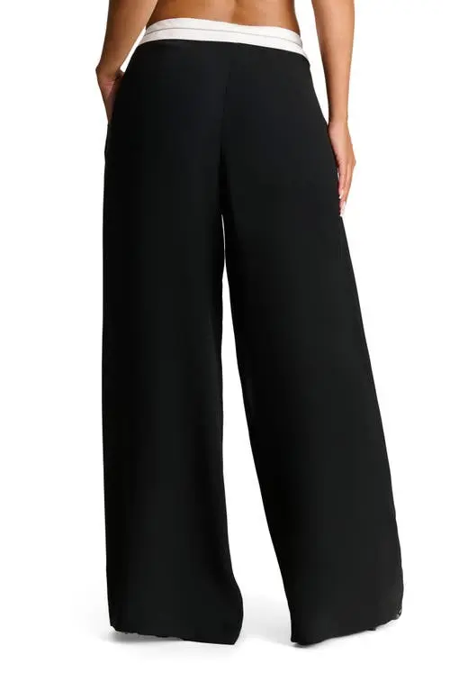 Naked Wardrobe Foldover Waist Wide Leg Trousers