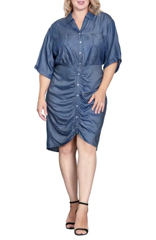 STANDARDS & PRACTICES Ruched Denim Shirtdress