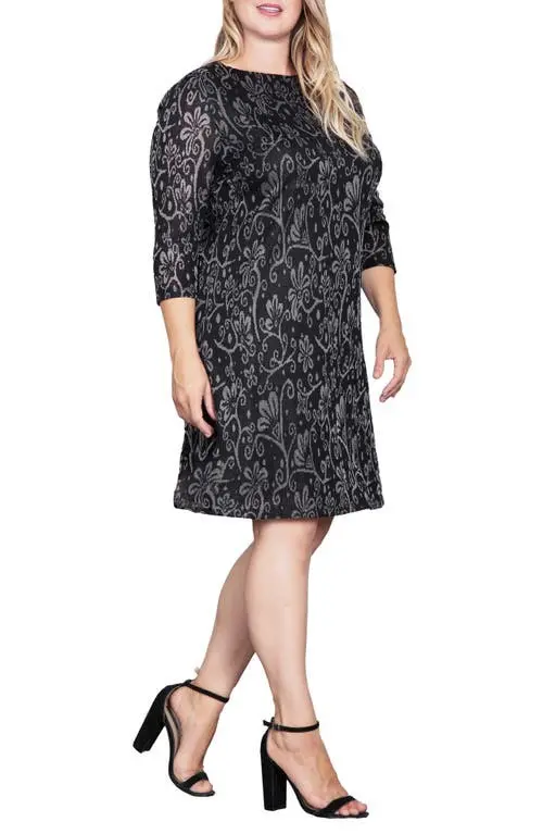 STANDARDS & PRACTICES Floral Print Shift Dress - Black