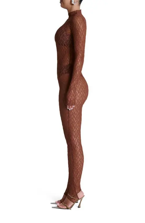 Naked Wardrobe Sheer Lace Stirrup Jumpsuit