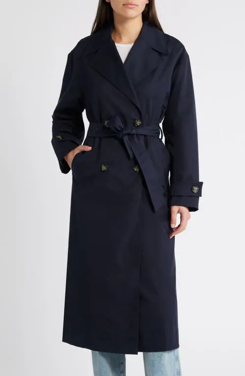 Mango Angela Water Repellent Trench Coat - Dark Navy