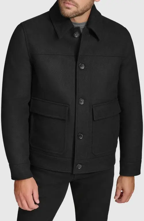 Andrew Marc Insulated Wool-blend Twill Shirt Jacket - Black