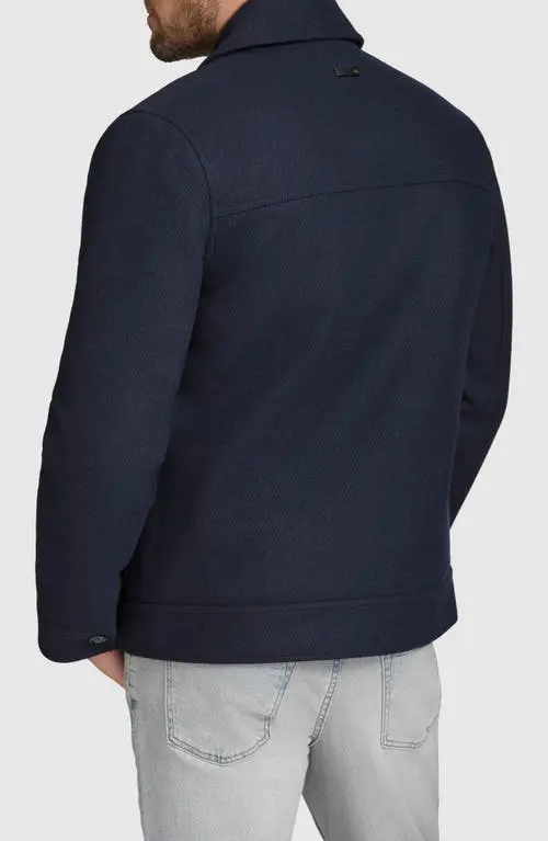 Andrew Marc Insulated Wool-blend Twill Shirt Jacket - Navy