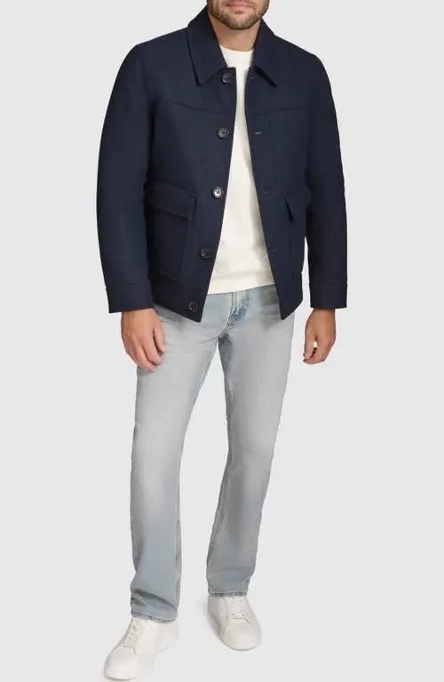 Andrew Marc Insulated Wool-blend Twill Shirt Jacket - Navy