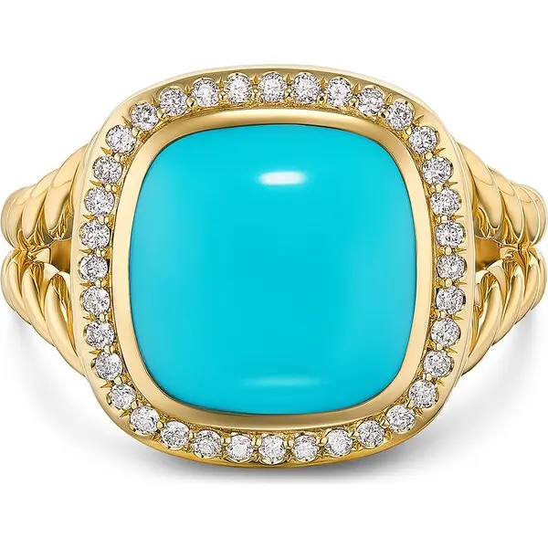 David Yurman Albion Ring In 18k Yellow Gold With Gemstone And Diamonds - Aqua/ 18k Gold