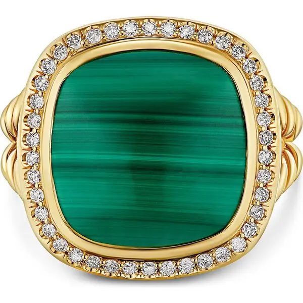 David Yurman Albion Ring In 18k Yellow Gold With Gemstone And Diamonds - Green/ 18k Gold