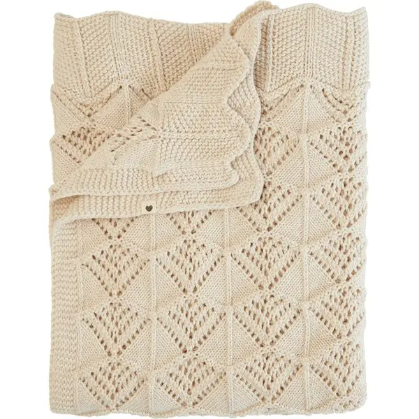 BIBS Organic Cotton Wavy Knit Baby Blanket - Ivory