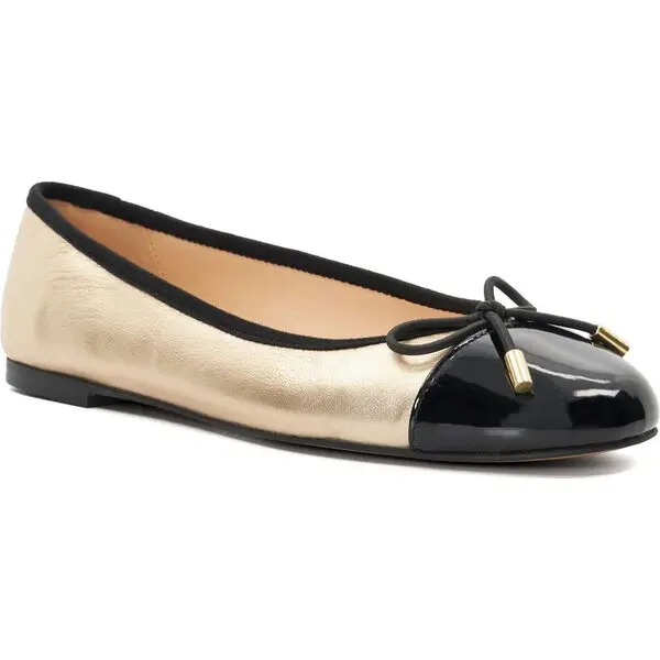 Dune London Cap-toe Ballet Flat - Gold