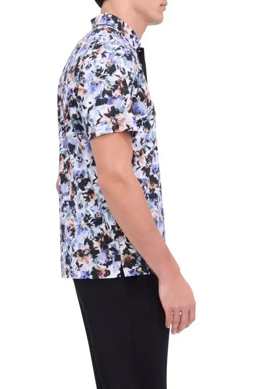 Bugatchi Hendrix Digital Floral Print Pima Cotton Polo - Lilac