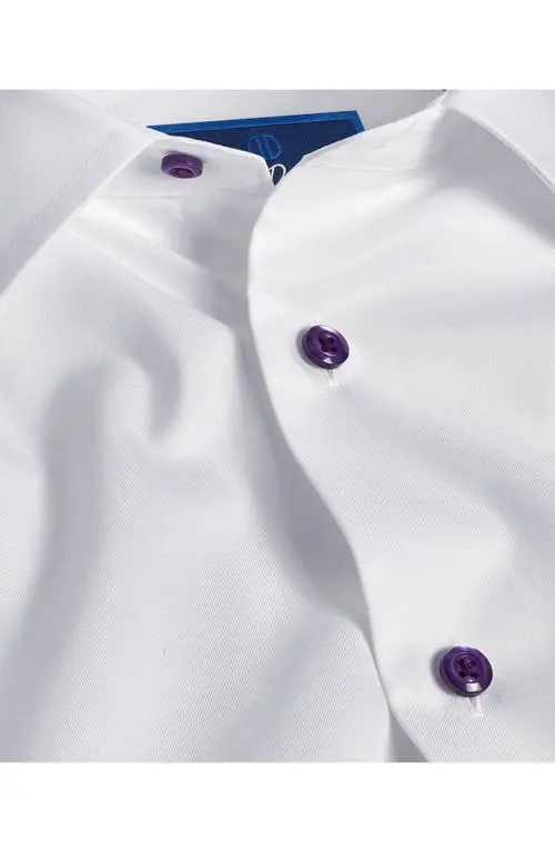 David Donahue Trim Fit Superfine Twill Dress Shirt - White