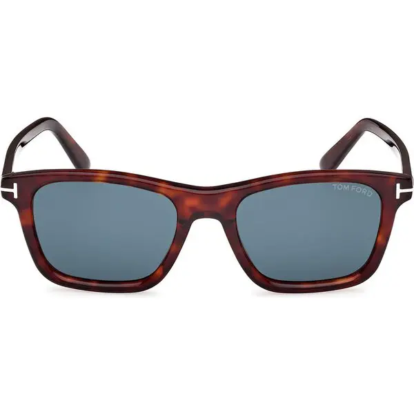 TOM FORD Barron Square Frame Sunglasses - Shiny Red Havana/ Dark Teal