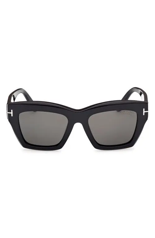 TOM FORD Luna Butterfly Sunglasses - Shiny Black/ Eco/ Lenses