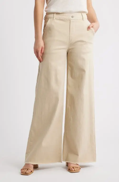 Hue Raw Hem Wide Leg Denim Pants