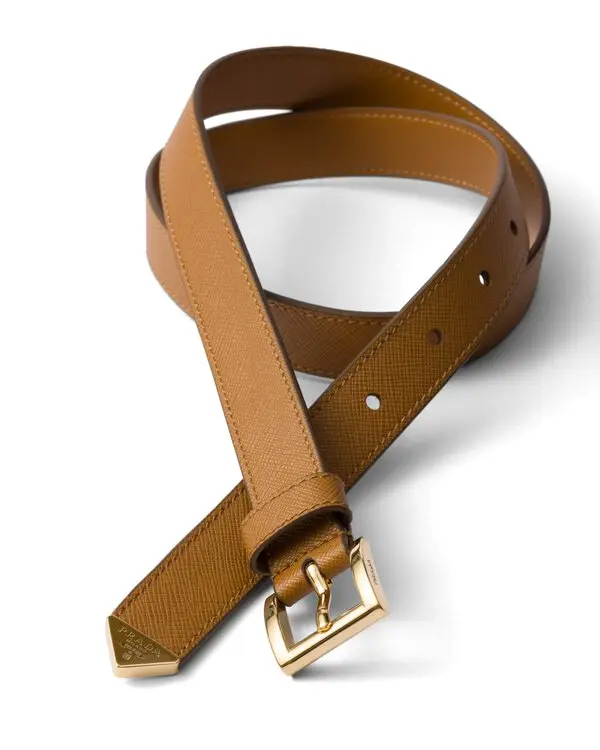 Prada Saffiano Leather Belt - Brown