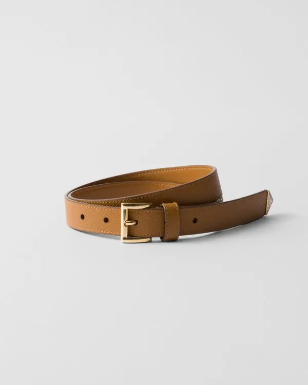 Prada Saffiano Leather Belt - Caramel