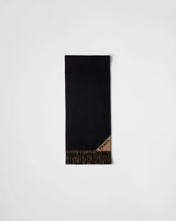 Prada Double Cashmere Scarf - Black/noisette