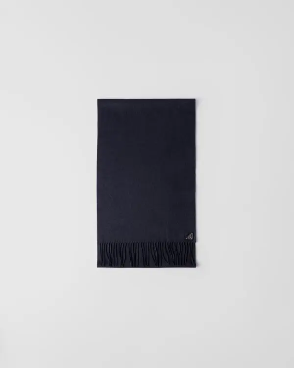 Prada Silk And Cashmere Scarf - Navy