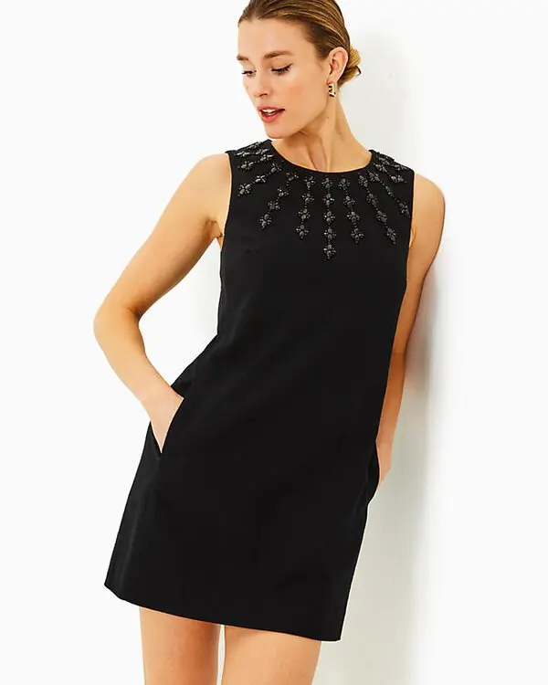 Lilly Pulitzer Edita Embellished Stretch Shift Dress - Noir | Editorialist