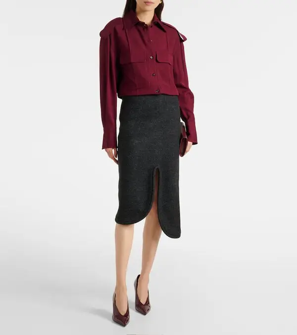 Victoria Beckham Padded High-rise Wool Pencil Skirt