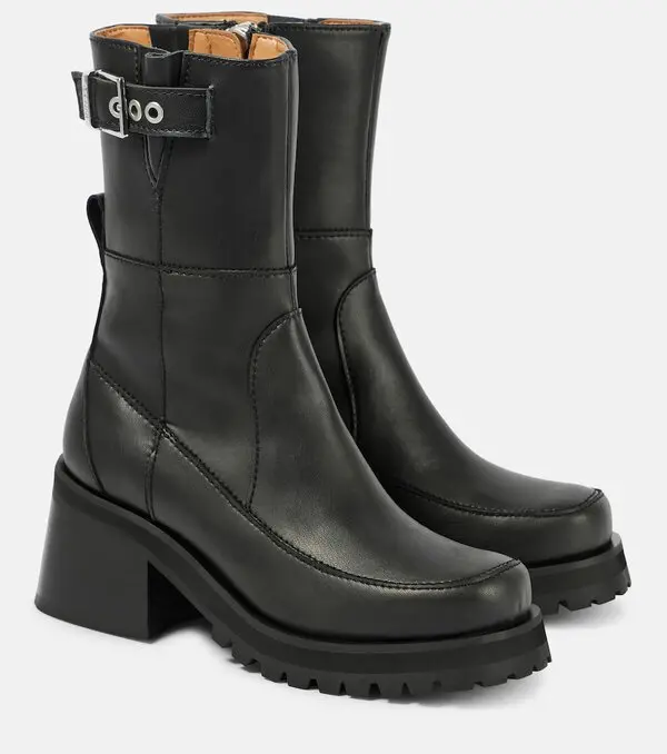 GANNI Faux Leather Ankle Boots