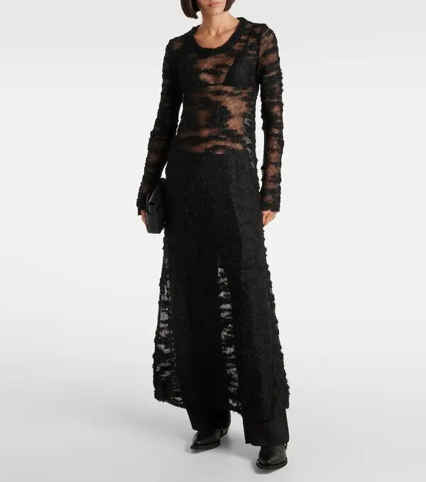 GANNI Sheer Boucle Maxi Dress