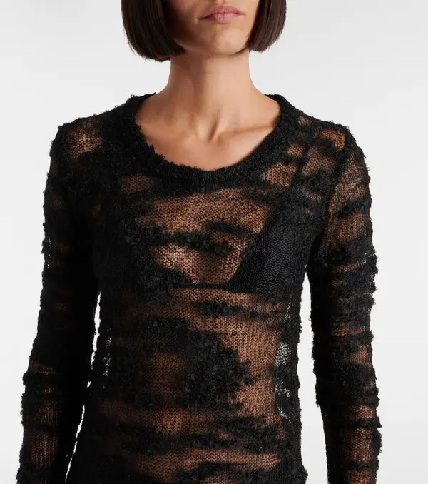 GANNI Sheer Boucle Maxi Dress