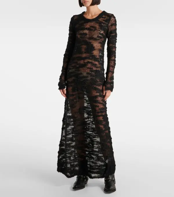 GANNI Sheer Boucle Maxi Dress