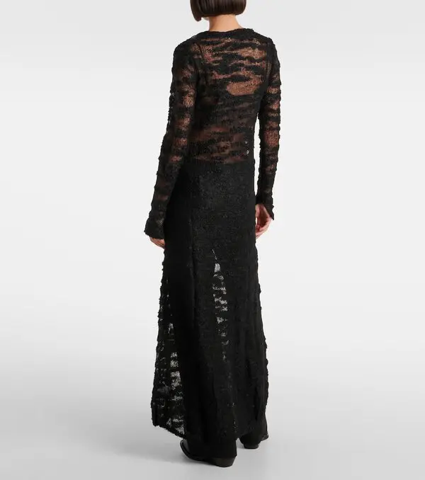 GANNI Sheer Boucle Maxi Dress