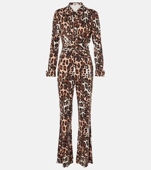 Diane Von Furstenberg Michele Leopard-print Jumpsuit - Brown