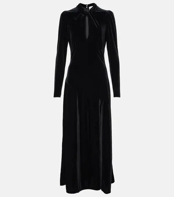 GANNI Cutout Velvet Midi Dress