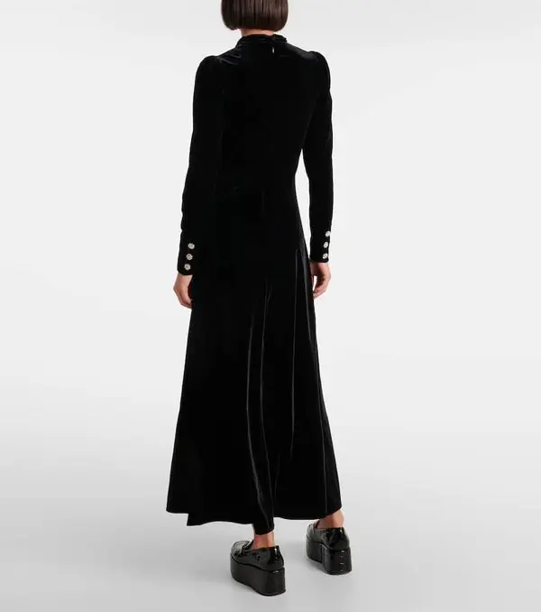 GANNI Cutout Velvet Midi Dress