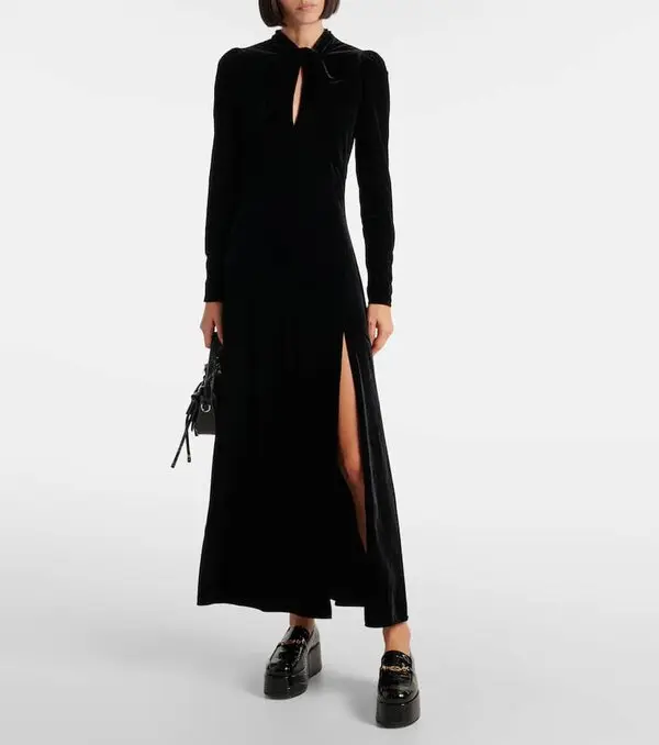 GANNI Cutout Velvet Midi Dress