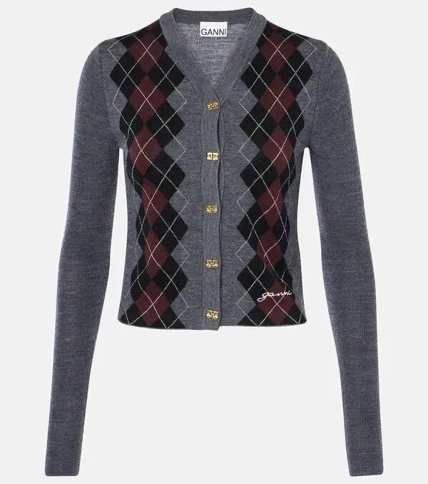 GANNI - Ganni Argyle Wool Cardigan