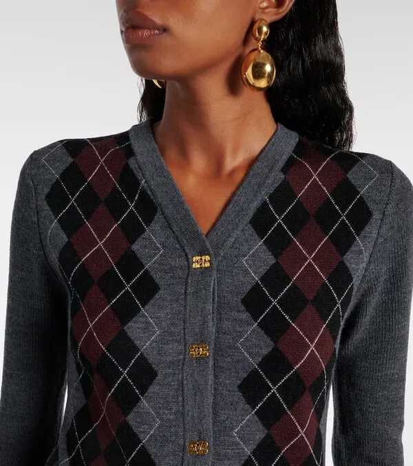GANNI Argyle Wool Cardigan