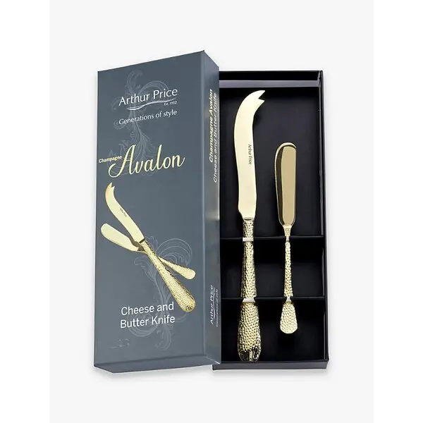 ARTHUR PRICE Avalon Pvd-coated Stainless-steel Cheese And Butter Knife Set - Champagne