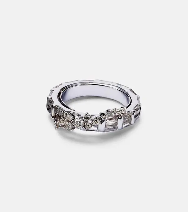 ANANYA Scatter 18kt White Gold Ring With Sapphires And Diamonds - Silver
