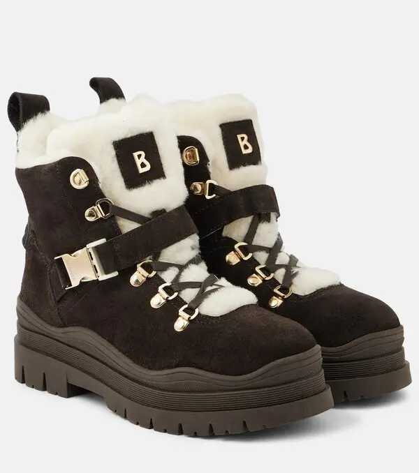 Bogner Arosa Shearling-trimmed Suede Ankle Boots - Brown
