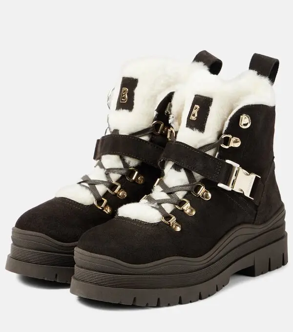 Bogner Arosa Shearling-trimmed Suede Ankle Boots - Brown