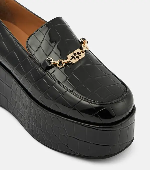 GANNI Croc-effect Faux Leather Platform Loafers