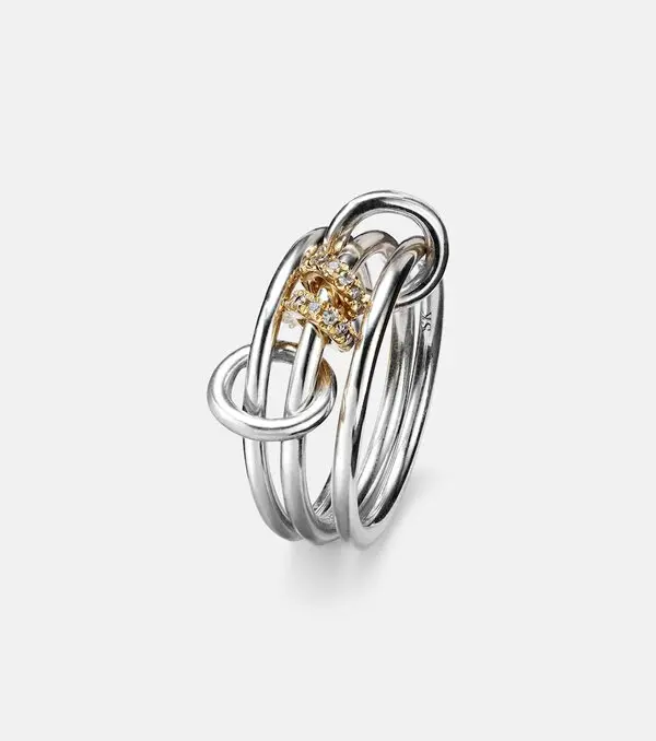 SPINELLI KILCOLLIN Sterling And 18kt Gold Linked Rings With Diamonds