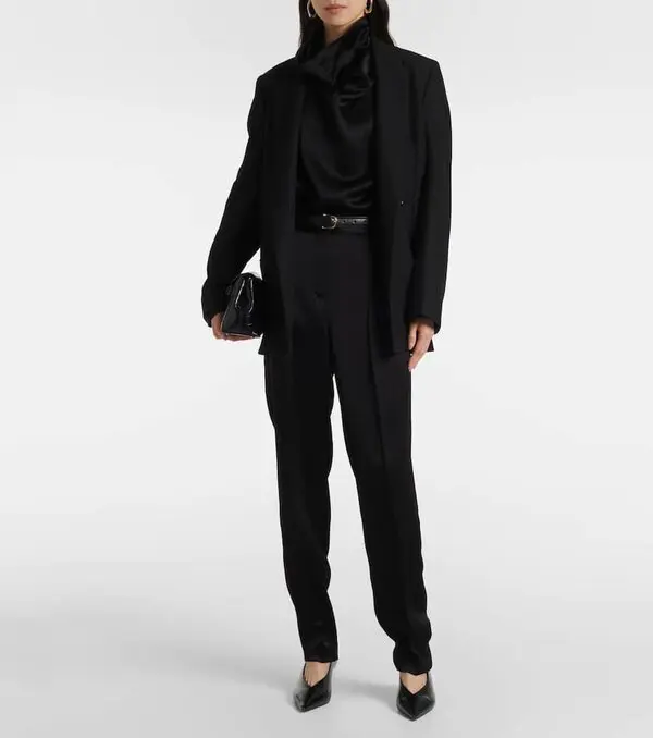 TOTEME High-rise Straight Leg Pants - Black