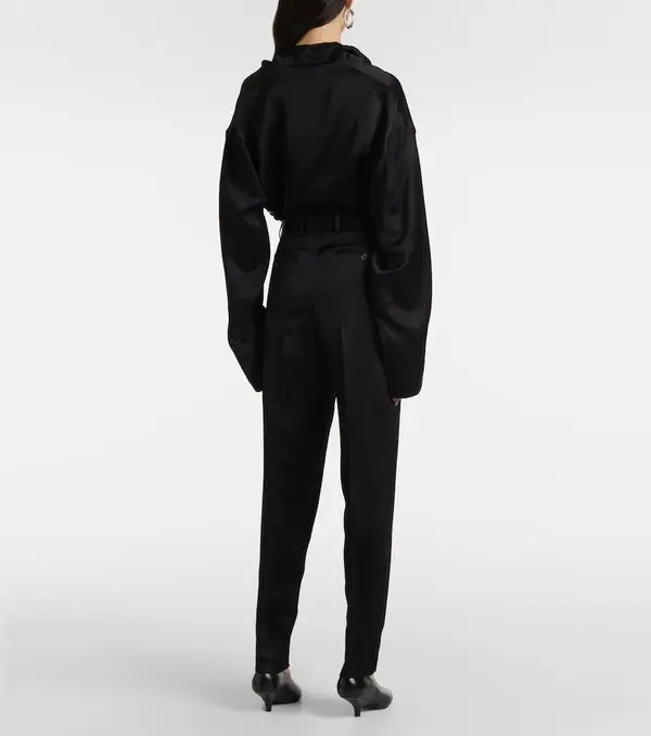 TOTEME High-rise Straight Leg Pants - Black