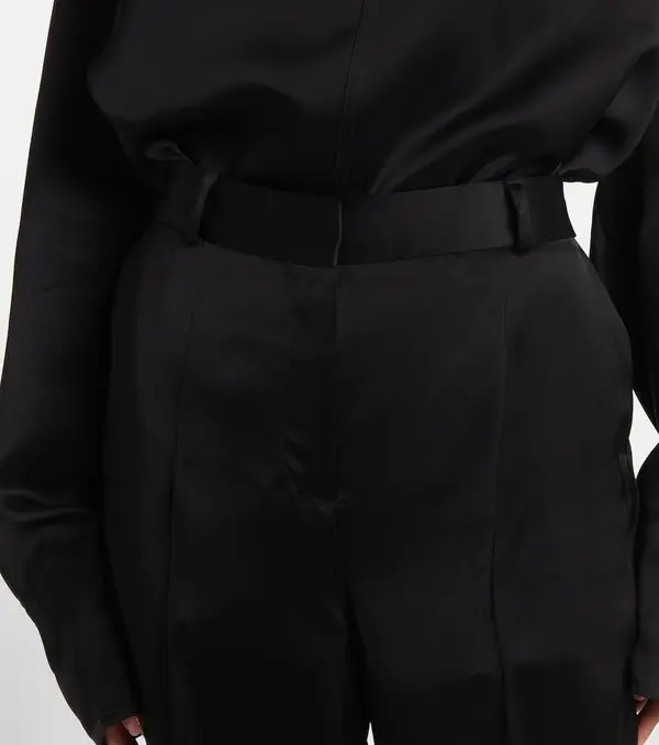 TOTEME High-rise Straight Leg Pants - Black