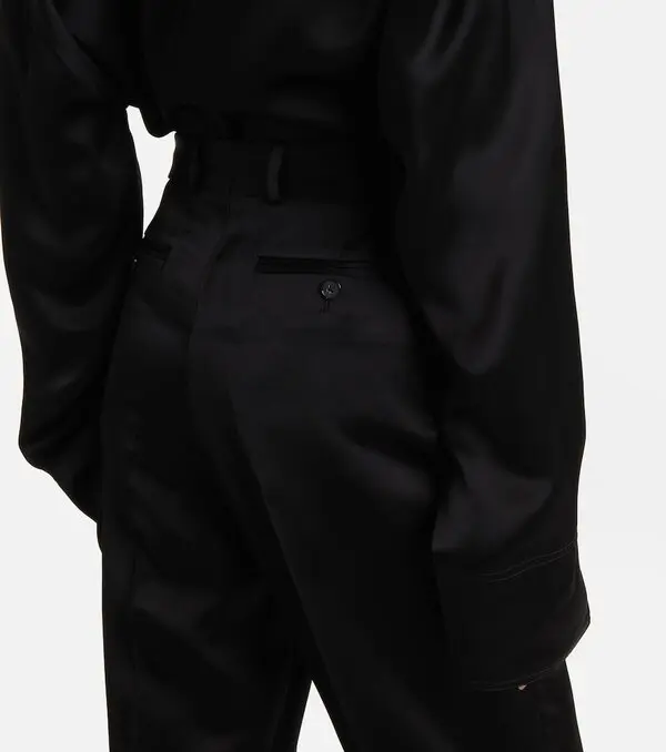TOTEME High-rise Straight Leg Pants - Black