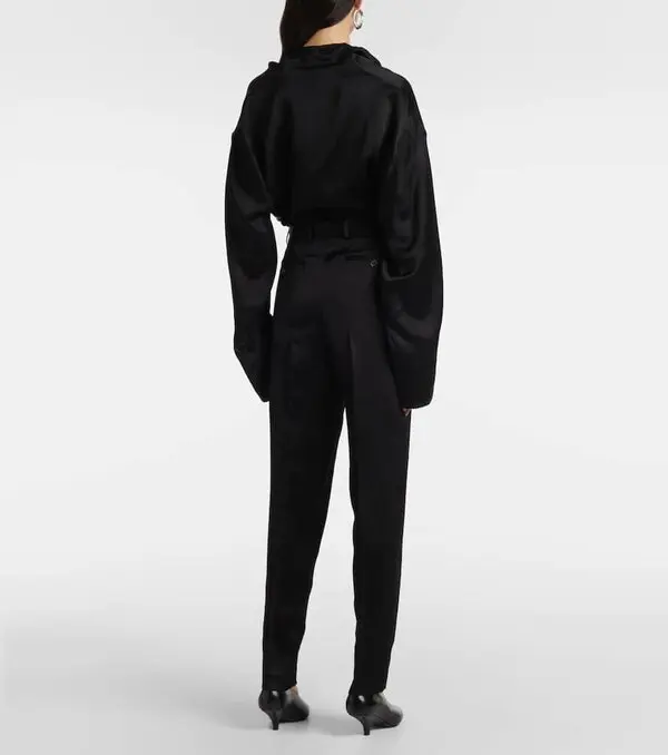 TOTEME High-rise Straight Leg Pants - Black