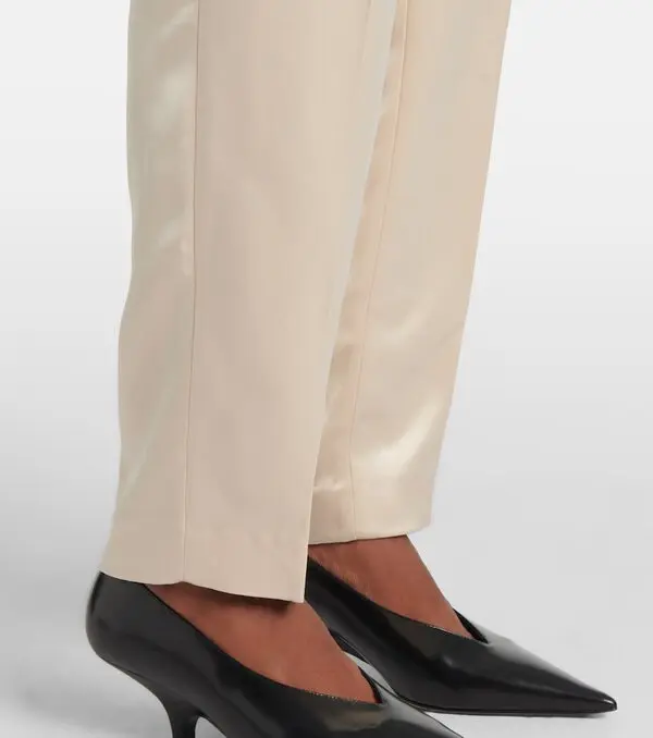 TOTEME High-rise Satin Straight Pants - White