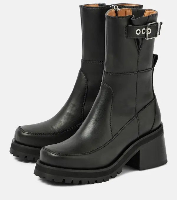 GANNI Faux Leather Ankle Boots