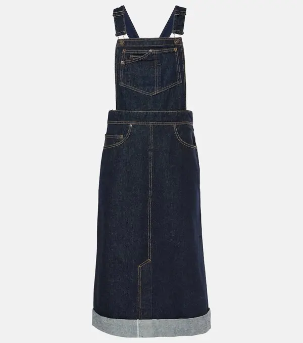 Victoria Beckham Convertible Denim Midi Skirt - Blue