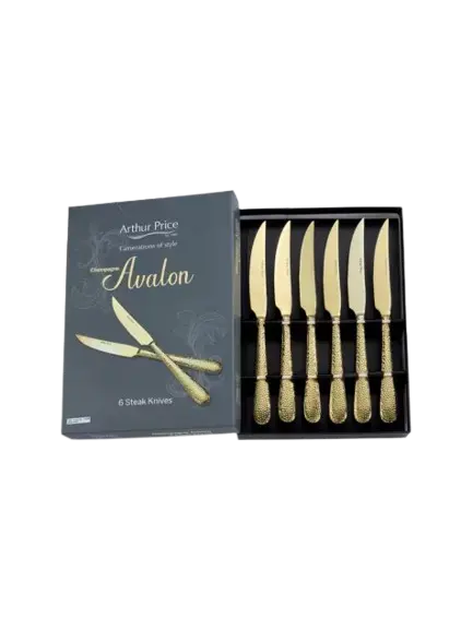 ARTHUR PRICE Avalon Stainless-steel Steak Knives Set Of Six - Champagne