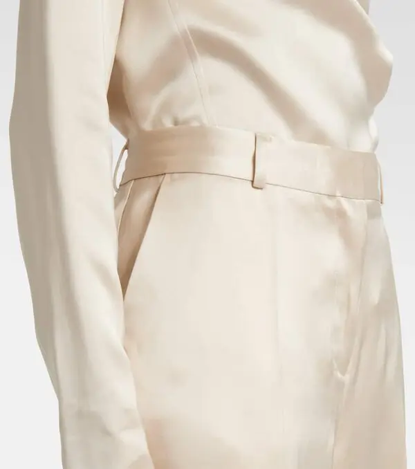 TOTEME High-rise Satin Straight Trousers - White